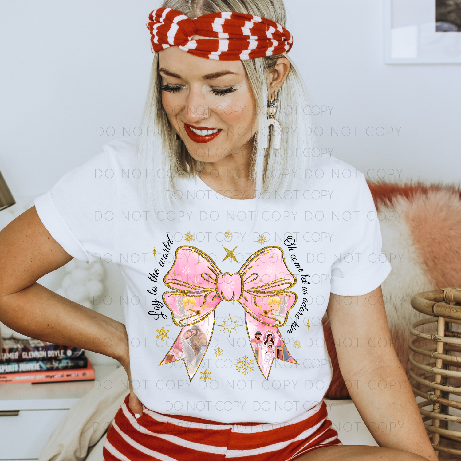 DTF TRANSFER Joy To The World Bow – BK Designs & Blanks